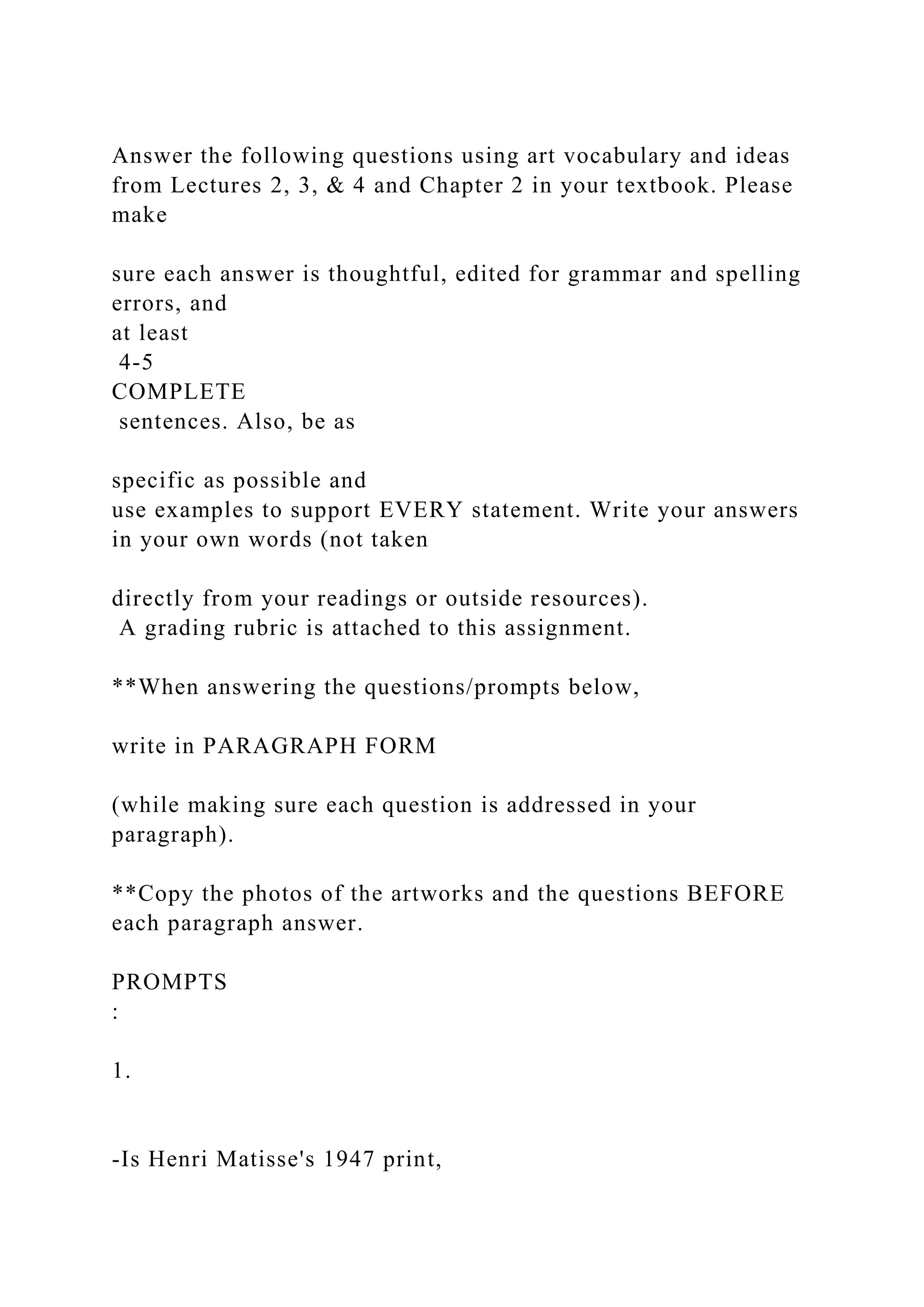 Answer the following questions using art vocabulary and ideas from L.docx