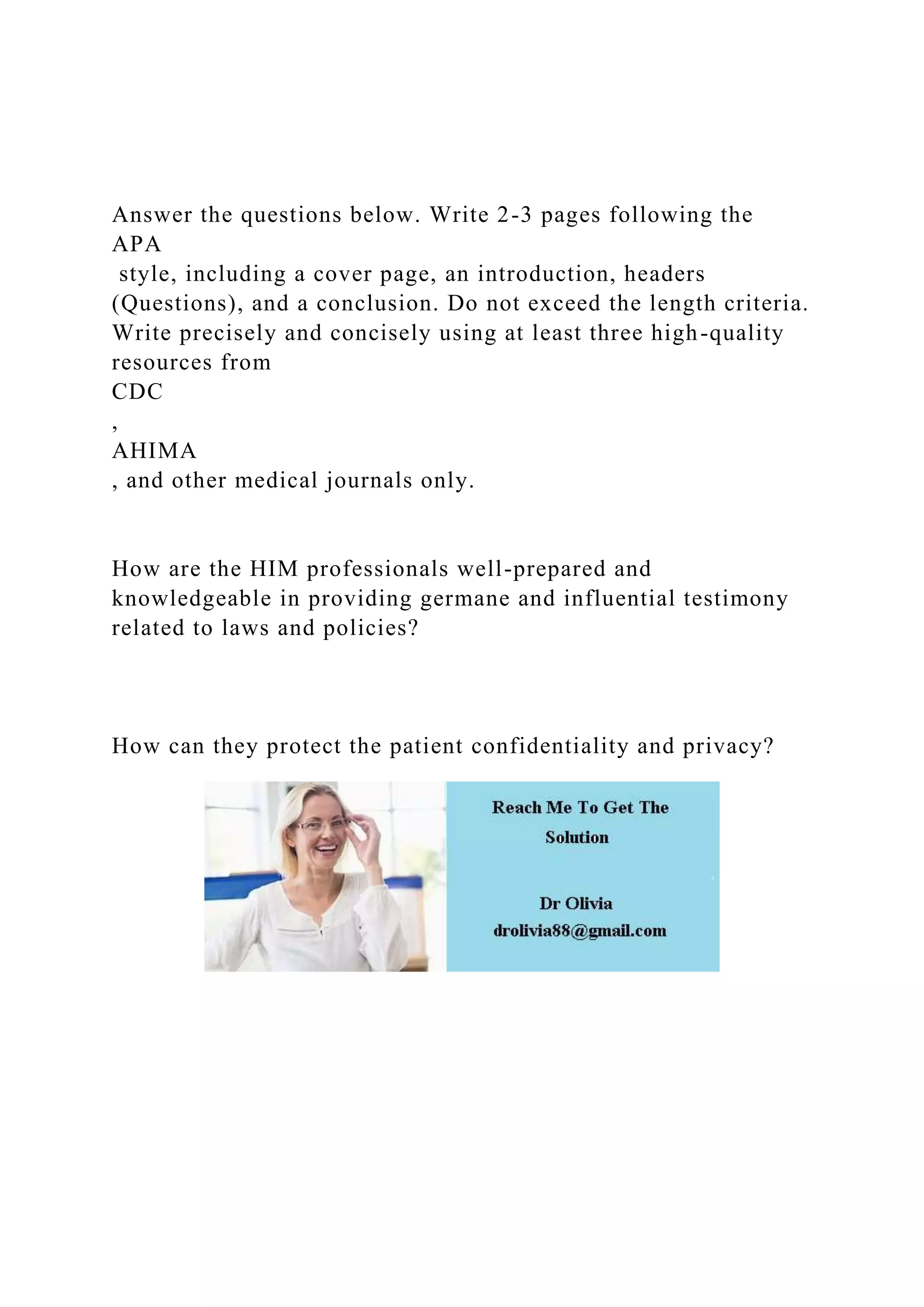 Answer the questions below. Write 2-3 pages following the APA.docx