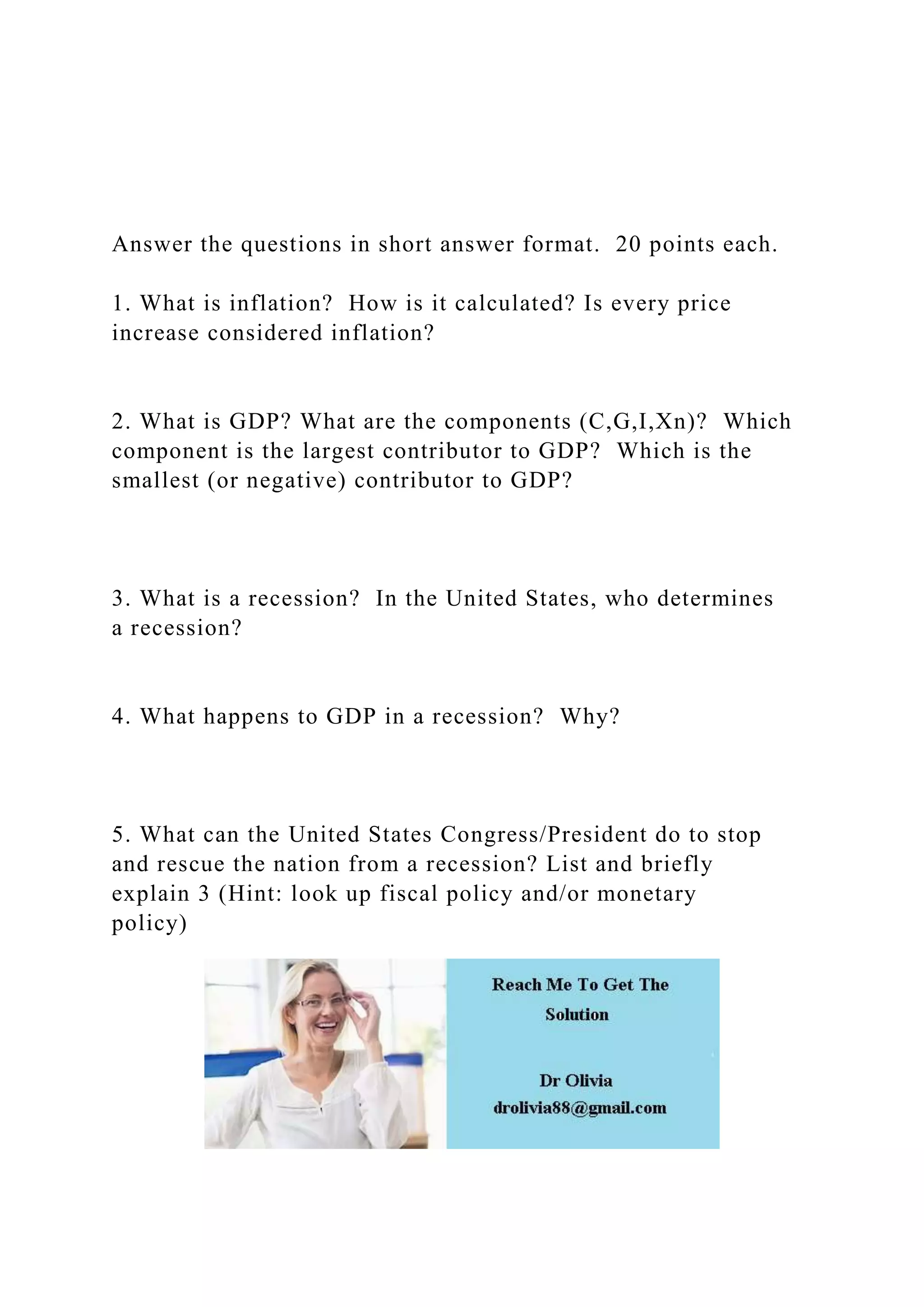 Answer the questions in short answer format. 20 points each. .docx