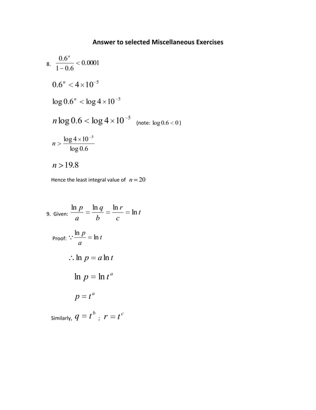 Answer to selected_miscellaneous_exercises | DOCX