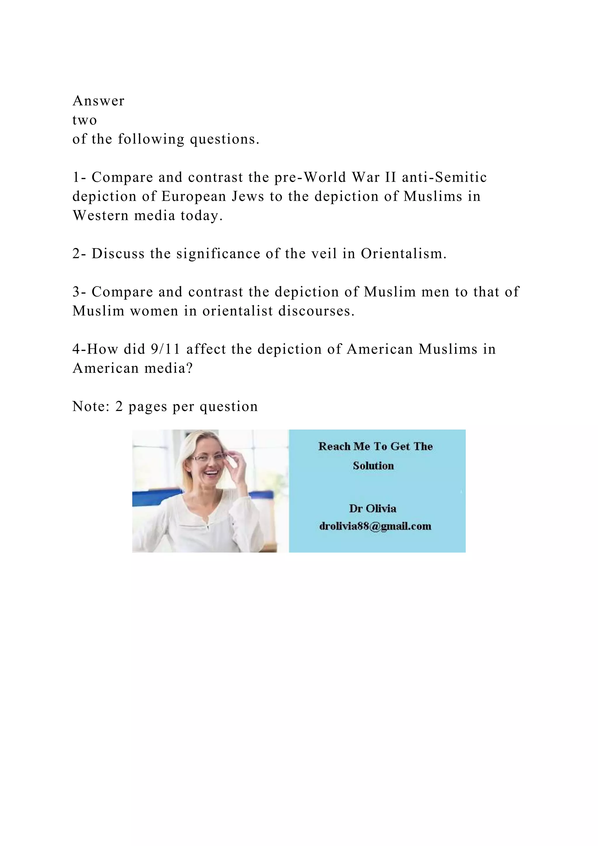 Answer two of the following questions.1- Compare and contras.docx