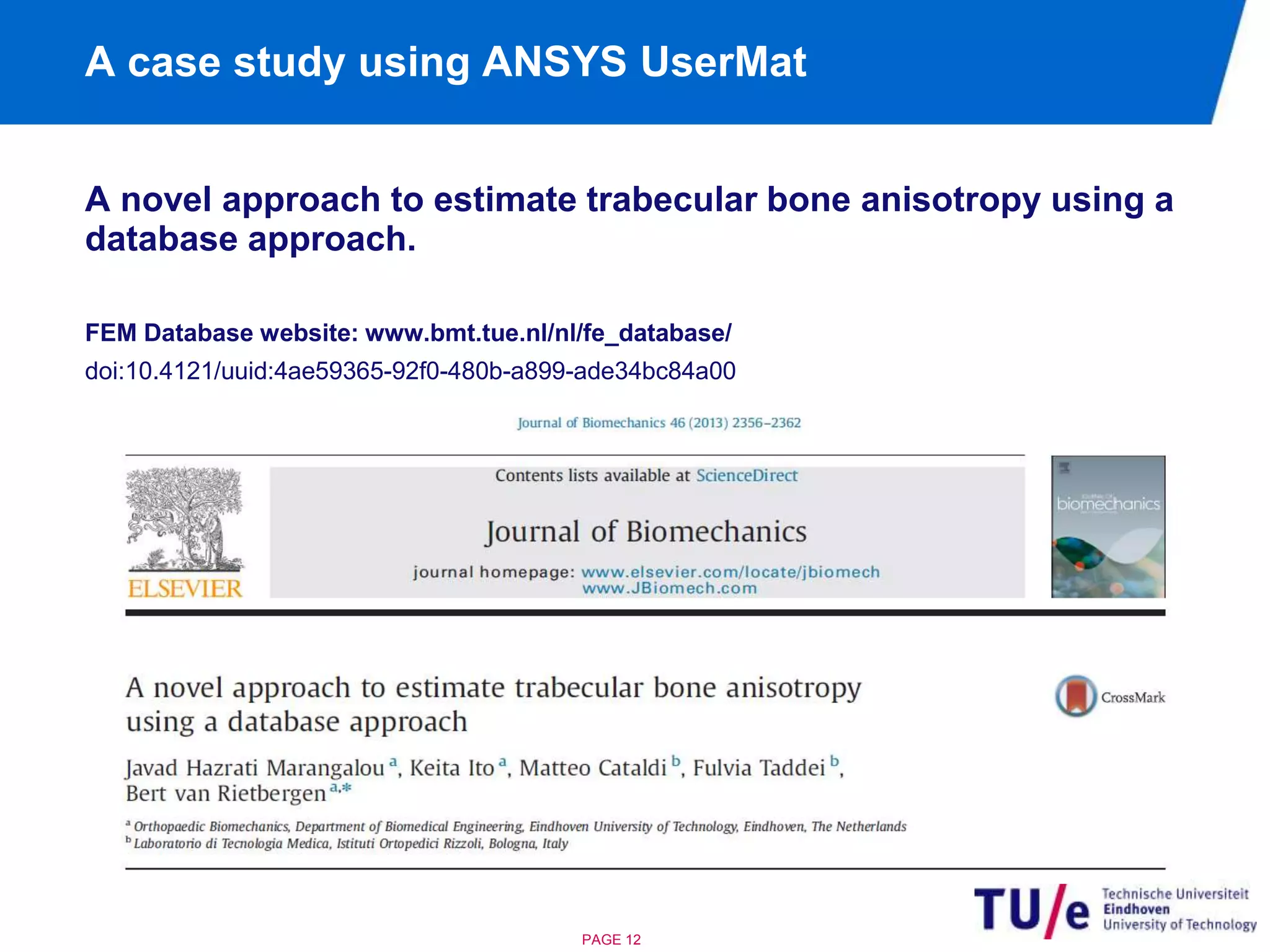 ANSYS USERMAT for Prediction of Bone Failure | PPTX