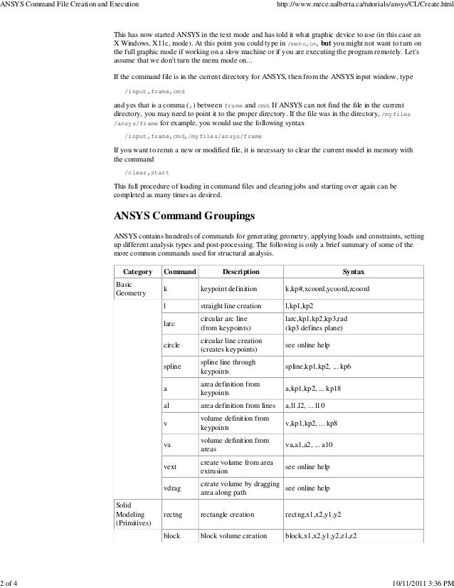 Ansys Command File Creation And Execution