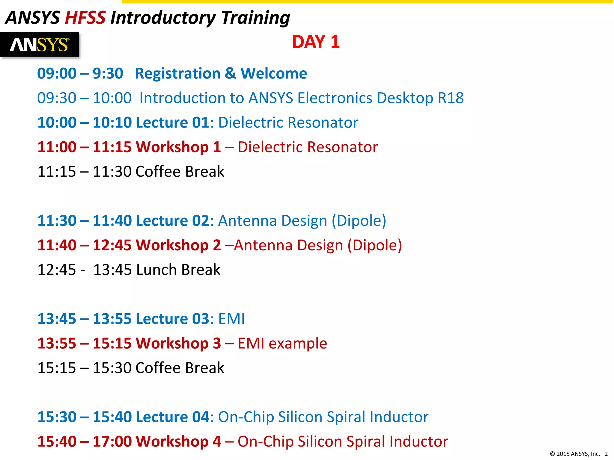 ANSYS HFSS SIWAVE Training agenda | PPTX