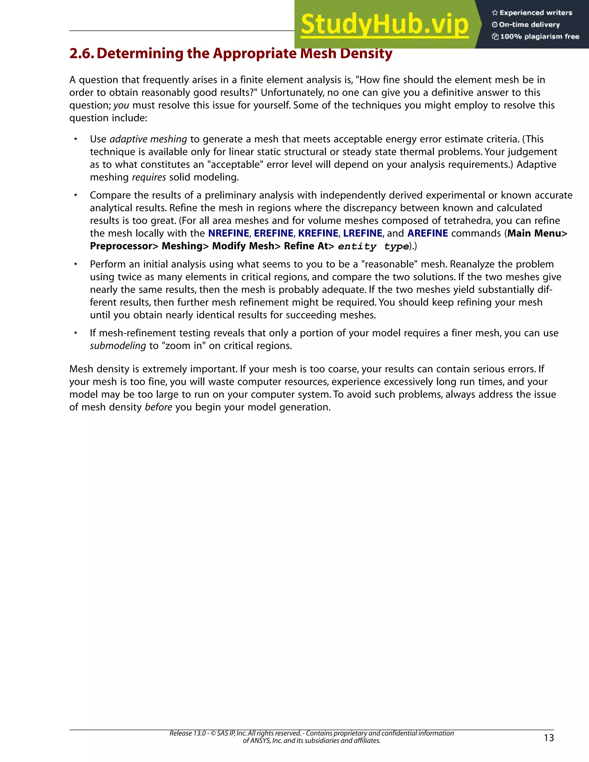 ANSYS Mechanical APDL Modeling And Meshing Guide Copyright And Trademark Information | PDF ...