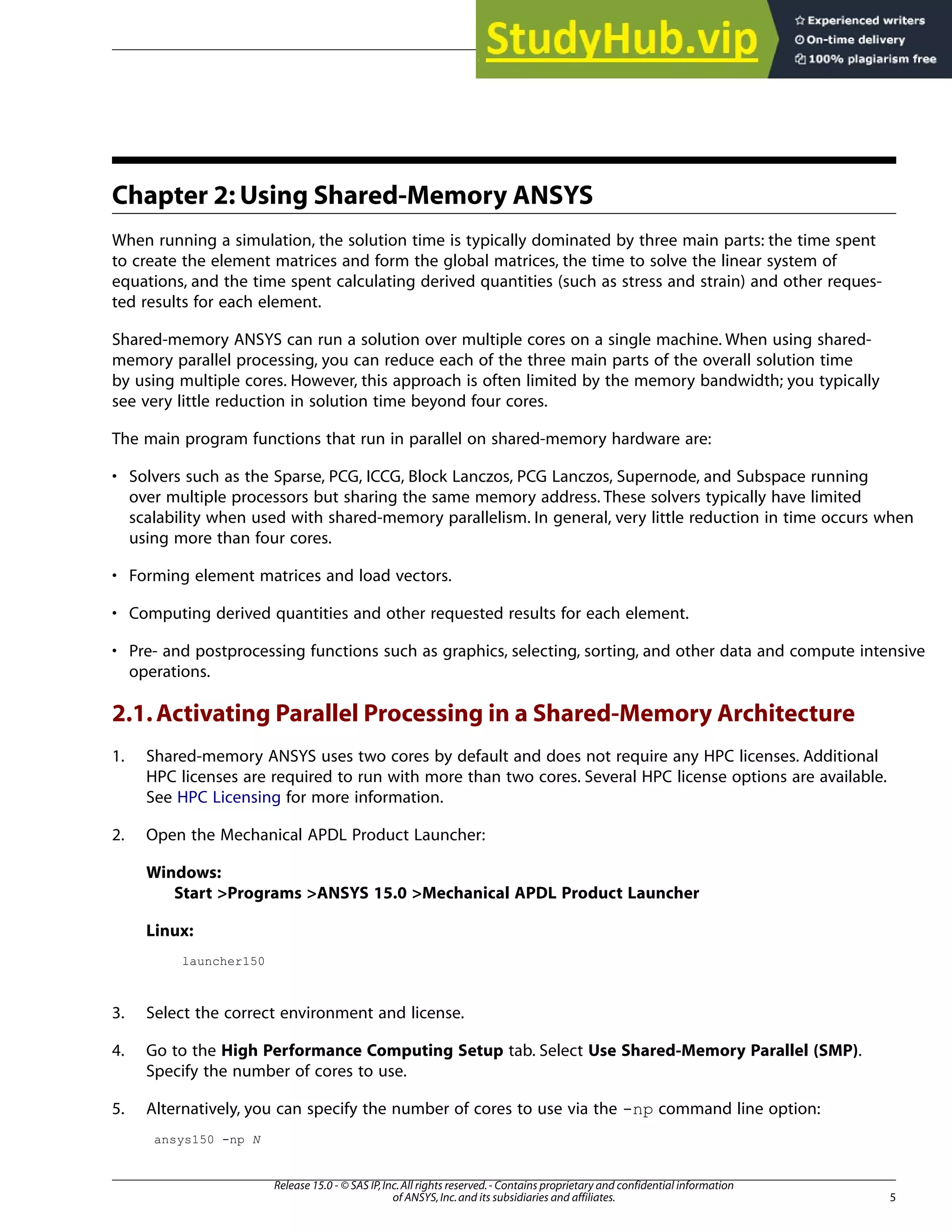 ANSYS Mechanical APDL Parallel Processing Guide | PDF