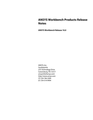 ANSYS Workbench.pdf | Operating Systems | Computer Software and Applications