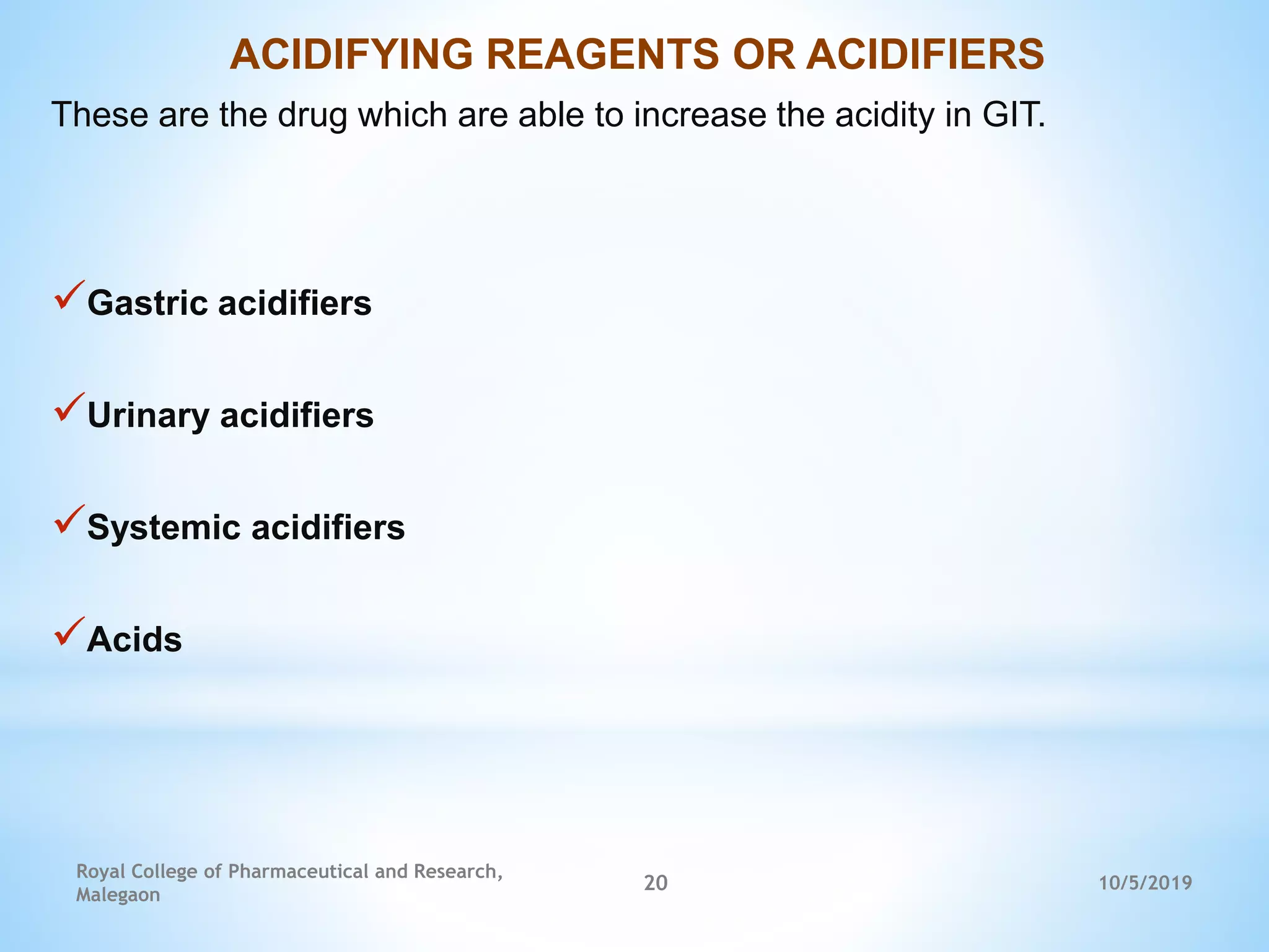 Antacids and Acidifying agents | PPTX