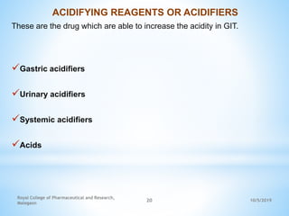 Antacids and Acidifying agents | PPTX