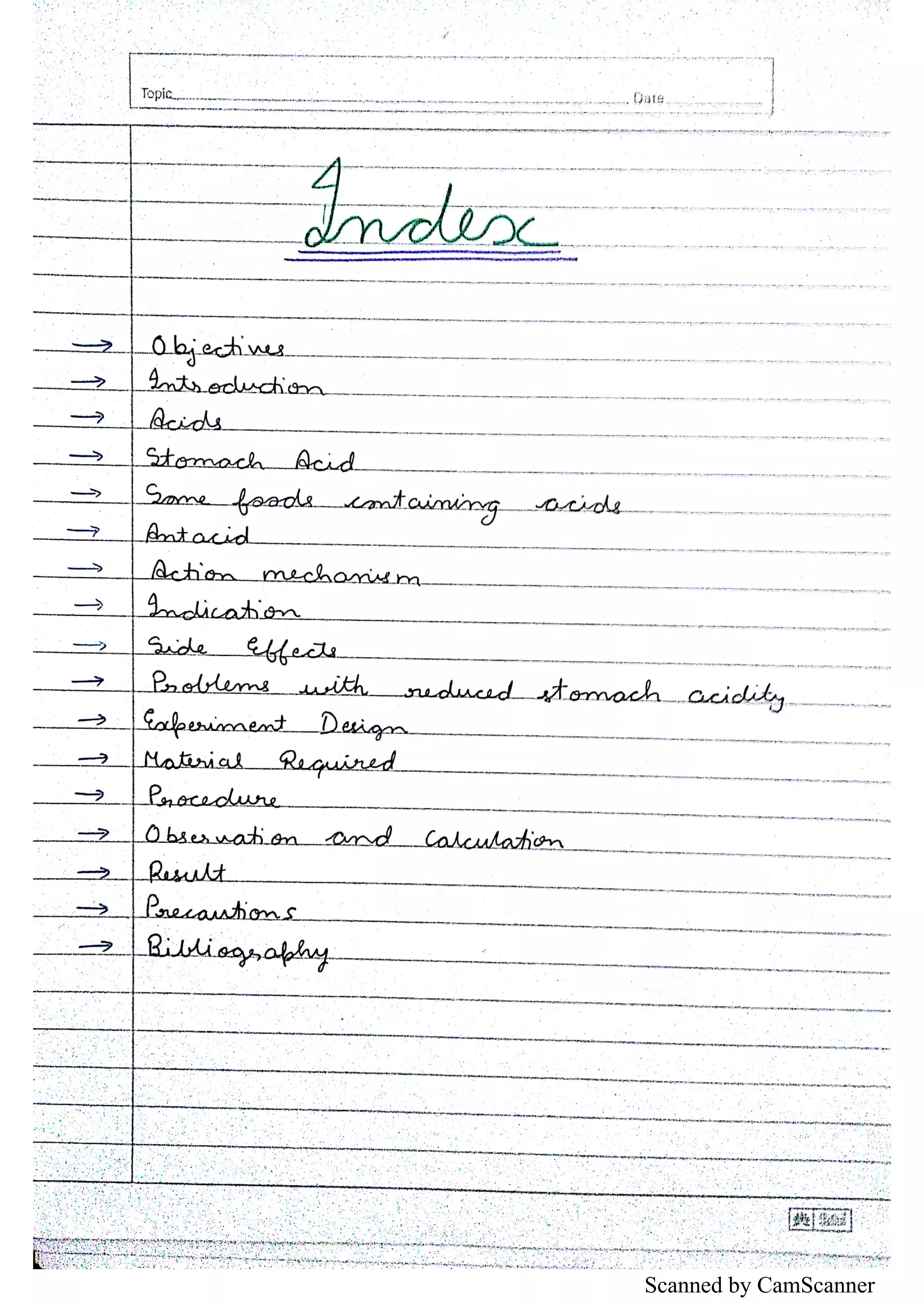 ANTACIDS - Chemistry Investigatory Project Class 12 CBSE | PDF