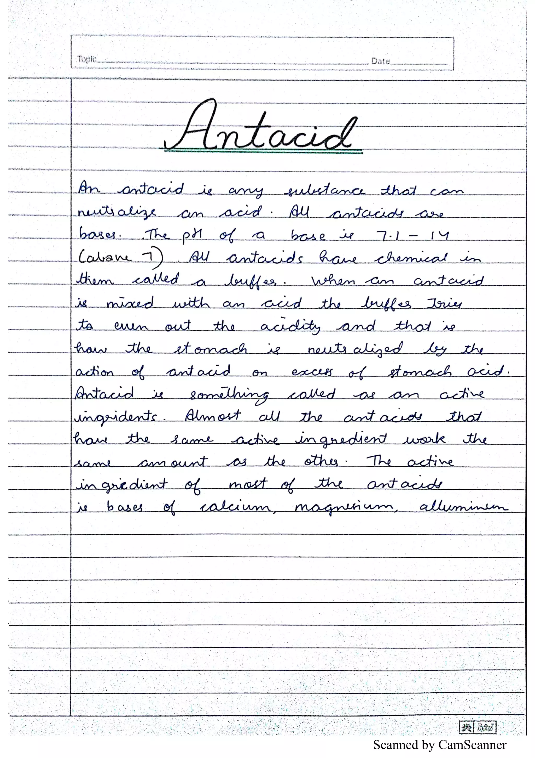 ANTACIDS - Chemistry Investigatory Project Class 12 CBSE | PDF