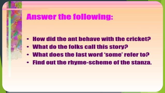 Ant and the cricket ppt | PPTX