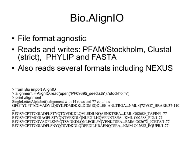 Antao Biopython Bosc2008 | PPT