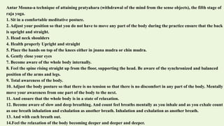 Antar Mouna-a technique of attaining pratyahara (withdrawal of the mind ...