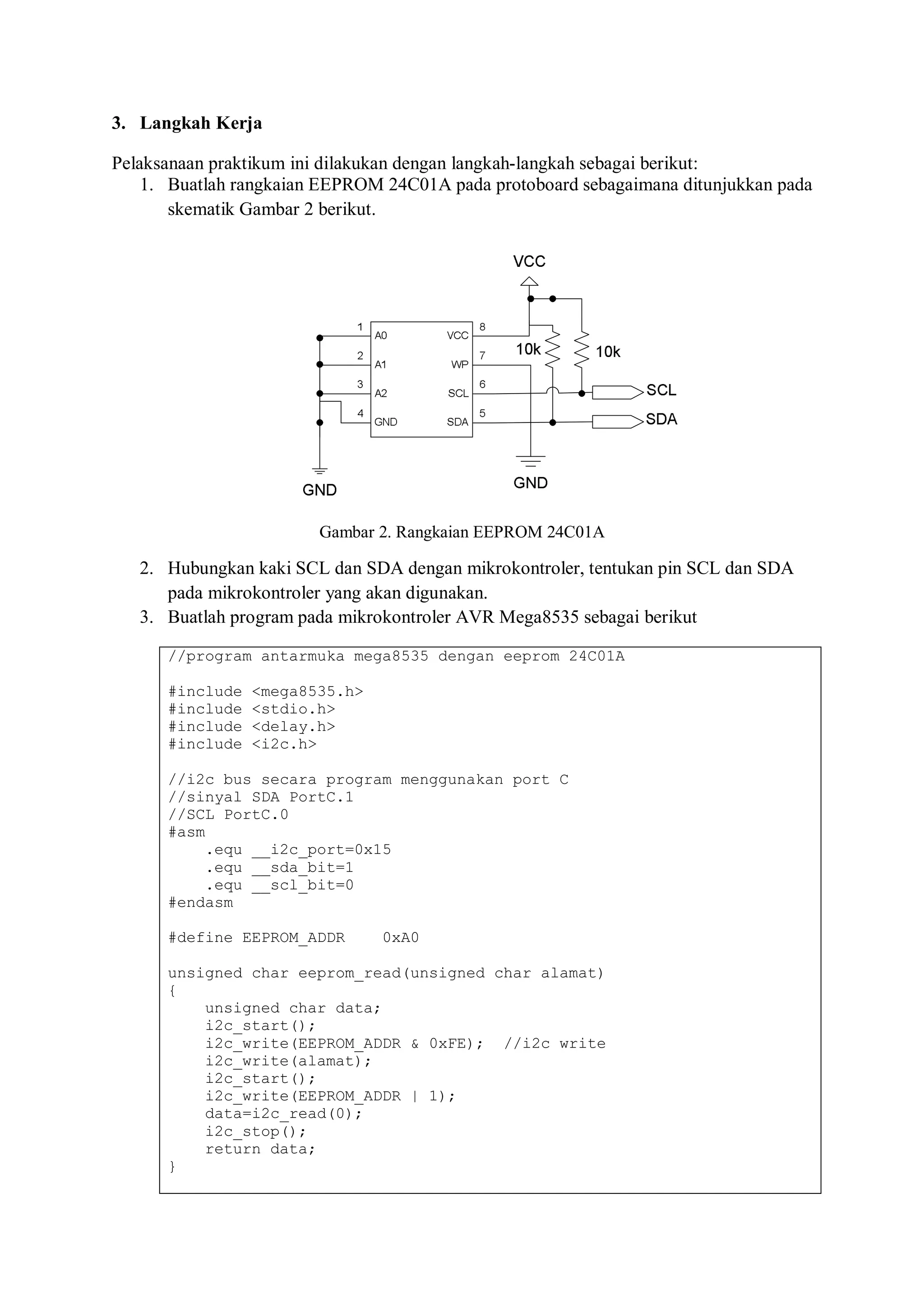 Antarmuka eeprom 24 c01 | PDF