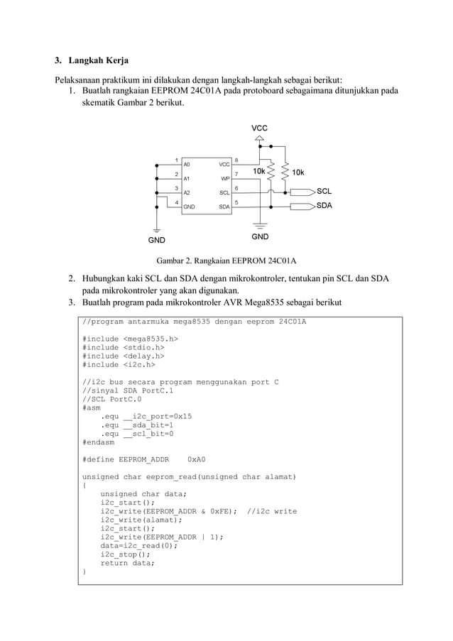 Antarmuka eeprom 24 c01 | PDF