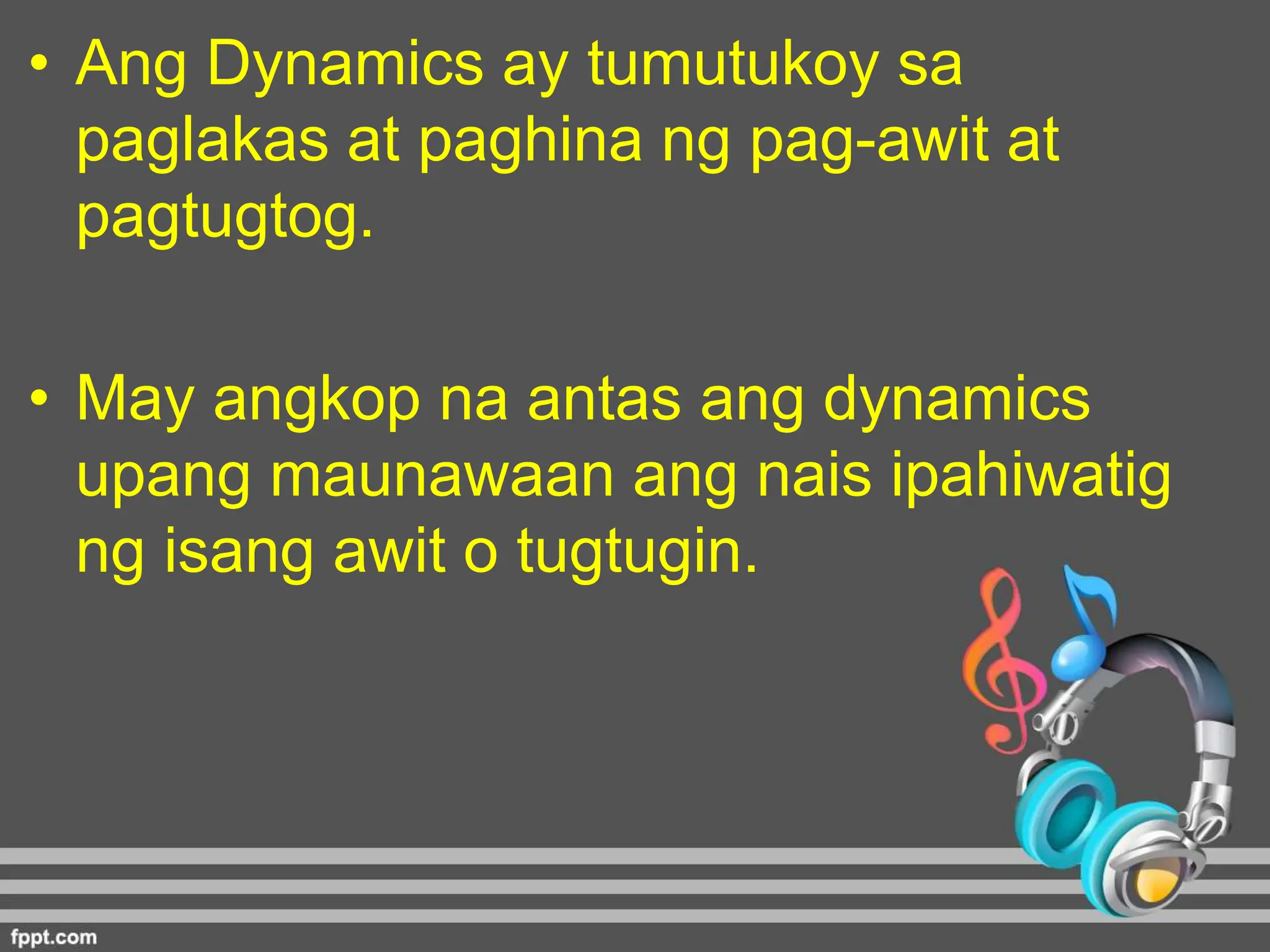 Antas ng Dynamics sa Musika- Nakikilala ang ngalan at simbolo ng antas ...