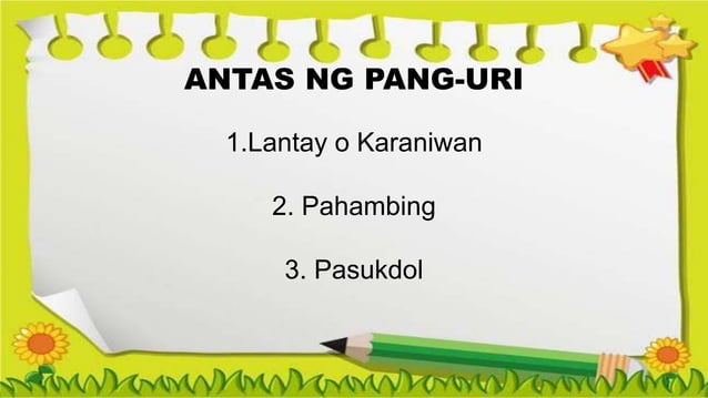 (Antas ng Pang-Uri Filipino 5) Powerpoint Presentation for Demonstration.pptx