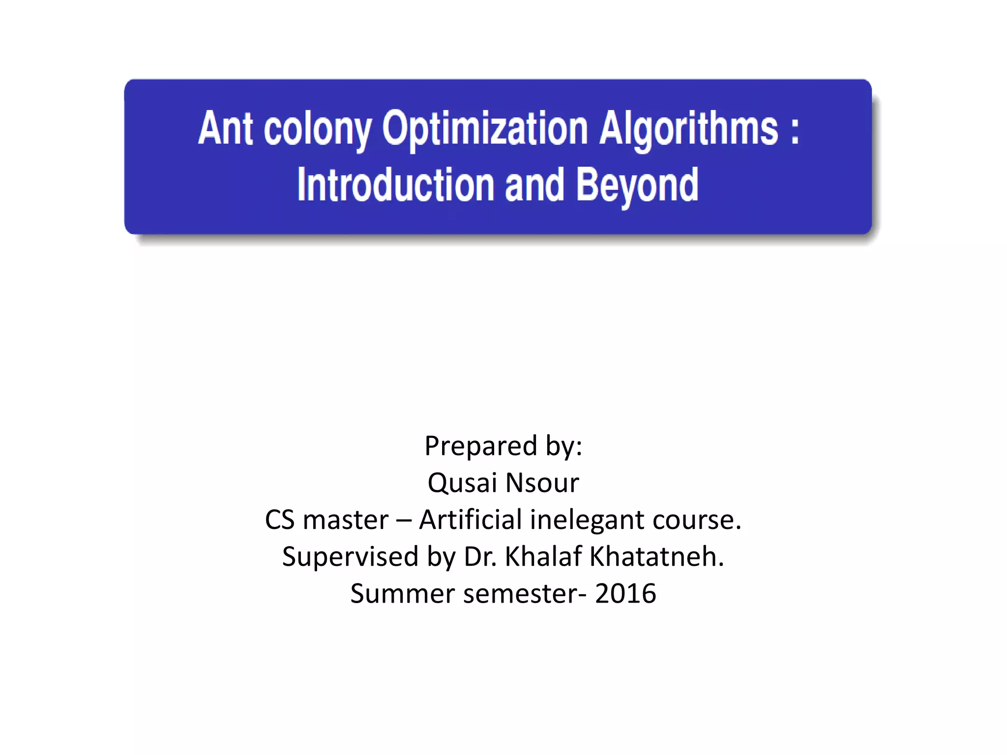 Ant colony algorithm | PPT