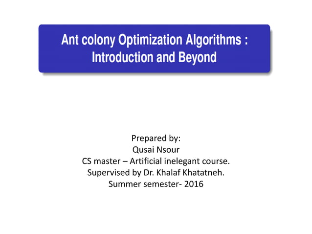 Ant colony algorithm | PPT