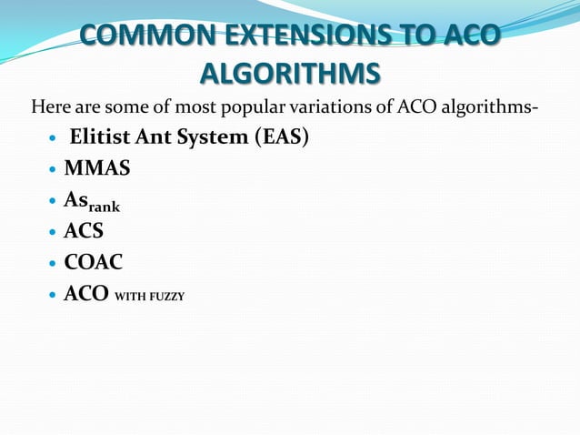 Ant Colony Optimization Ppt