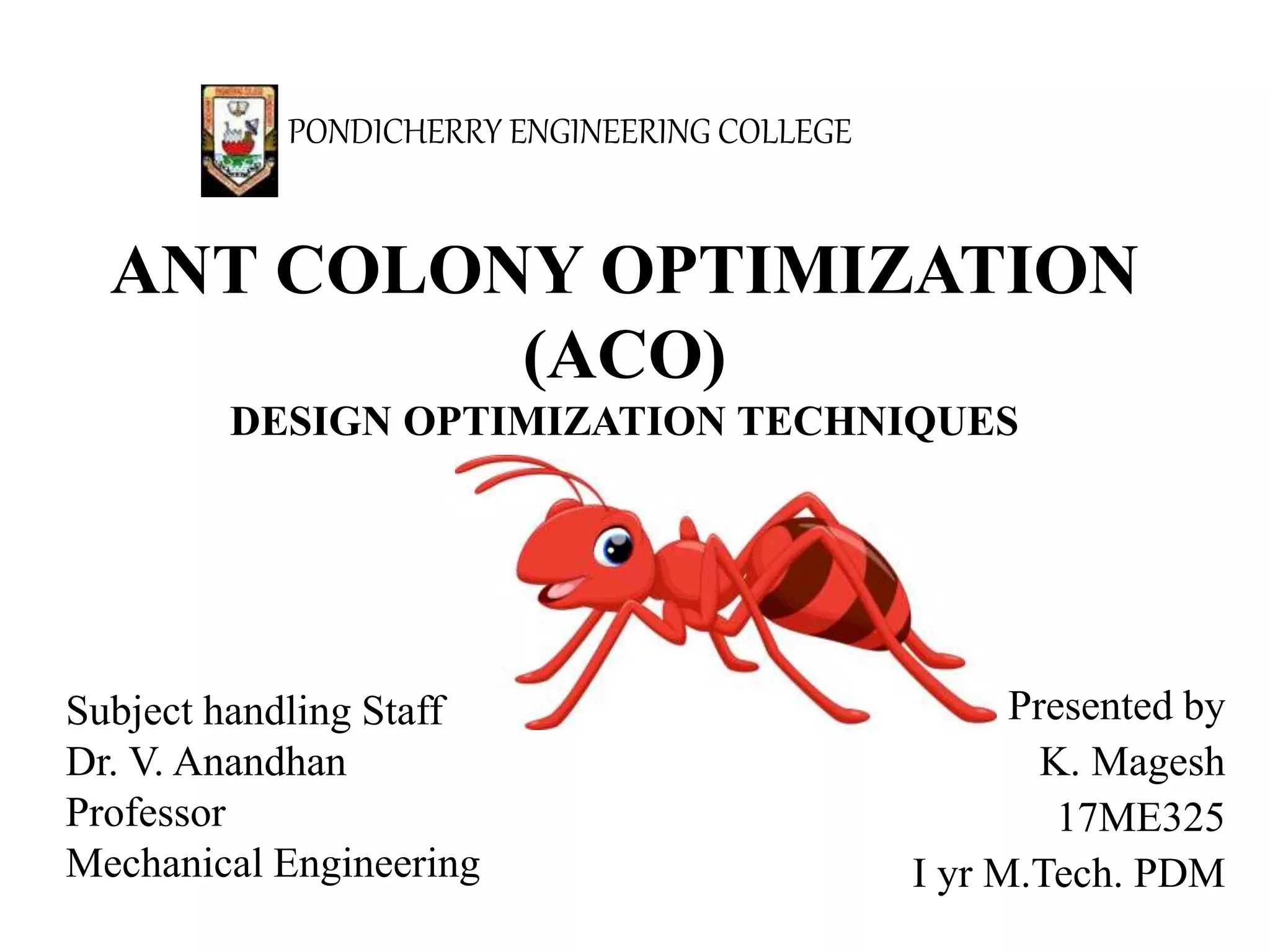 Ant colony optimization (aco) | PPTX