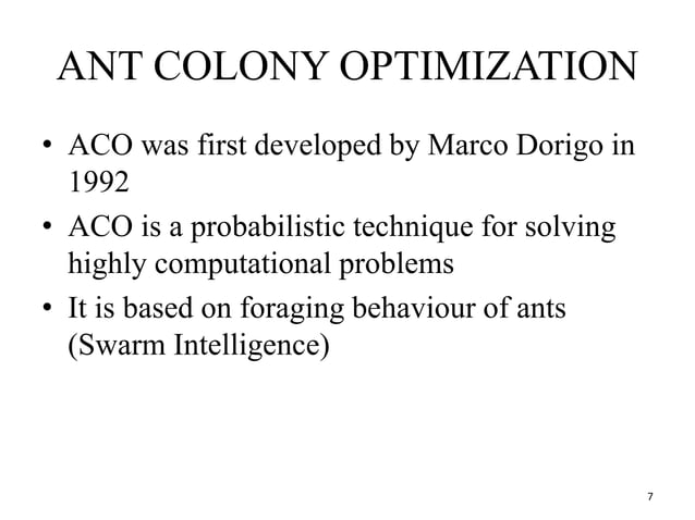 Ant colony optimization (aco) | PPTX
