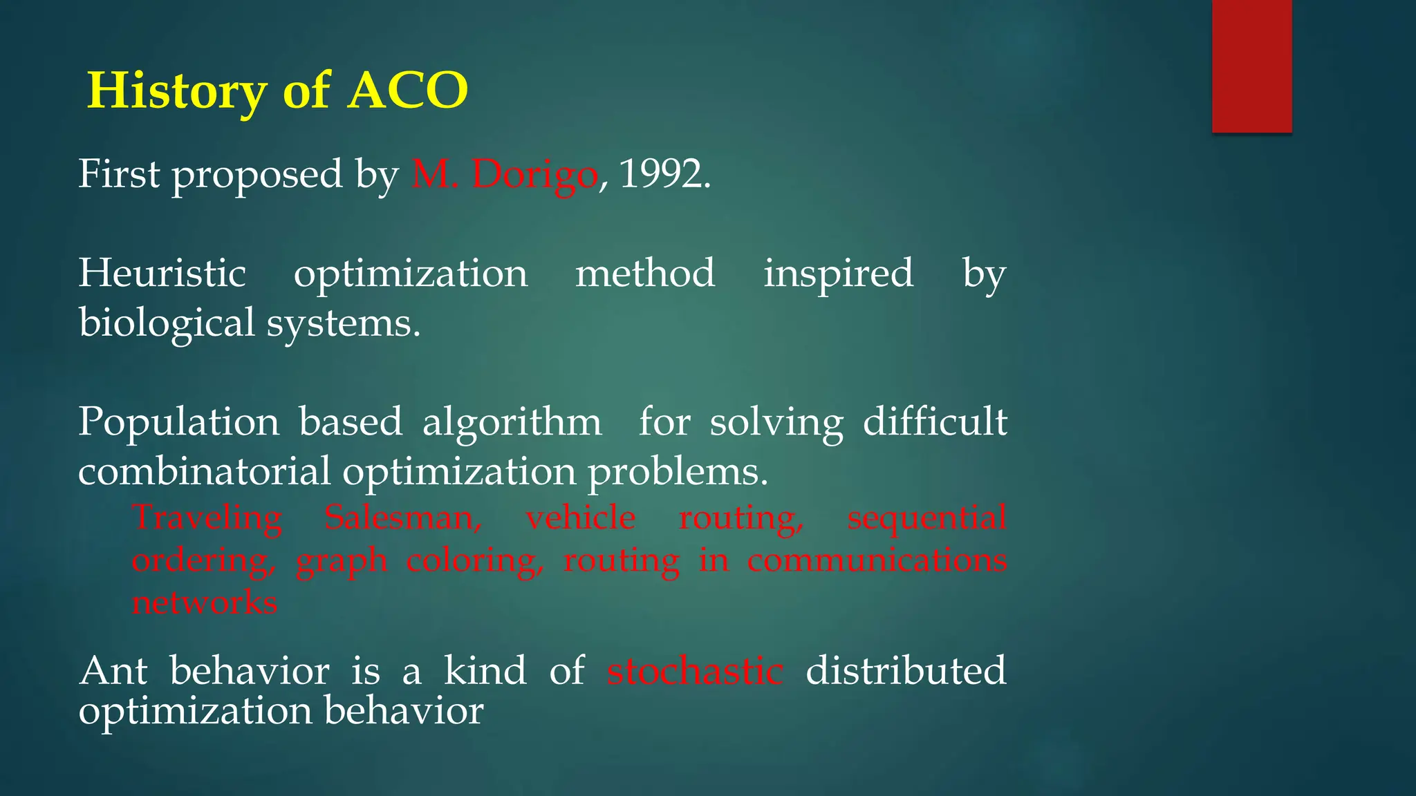 Ant Colony Optimization(ACO) (Swarm intelligence)pptx | PPT