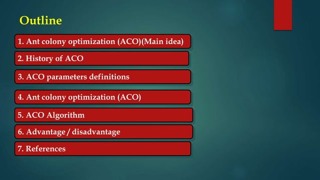 Ant Colony Optimization(ACO) (Swarm intelligence)pptx | PPT