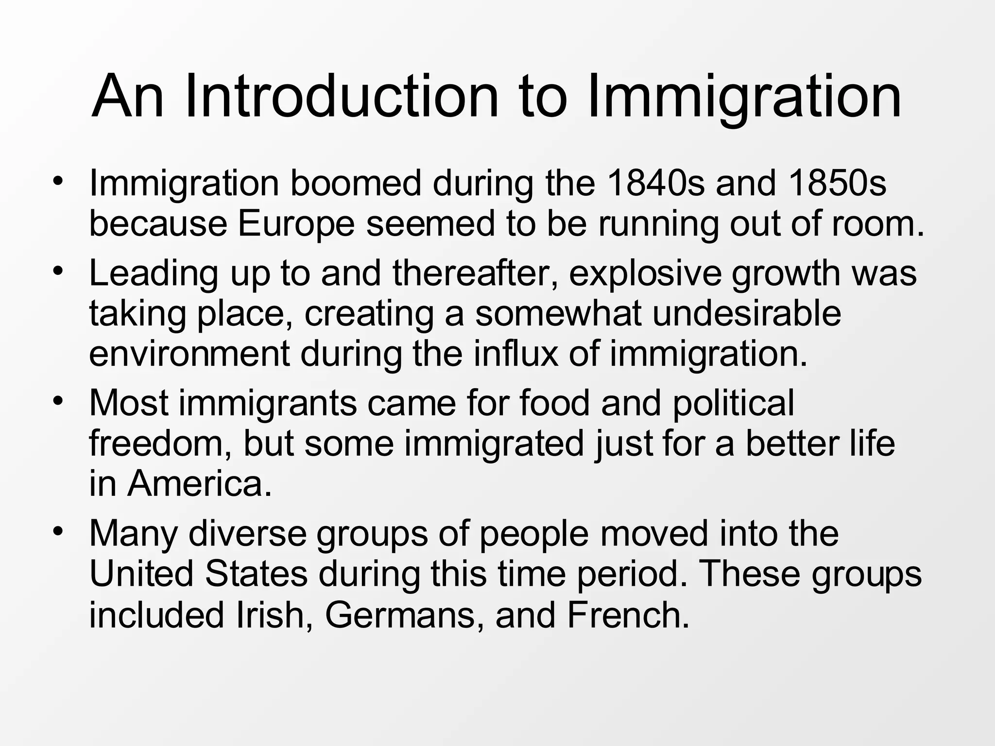 Antebellum Immigration Powerpoint | PPT