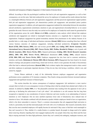 ANTECEDENTS AND CONSEQUENCES OF EMPLOYEE ENGAGEMENT A CRITICAL ANALYSIS OF LITERATURE REVIEW.pdf ...