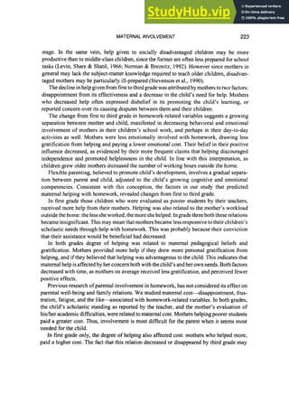 Antecedents And Consequences Of Maternal Involvement In Children S Homework A Longitudinal ...