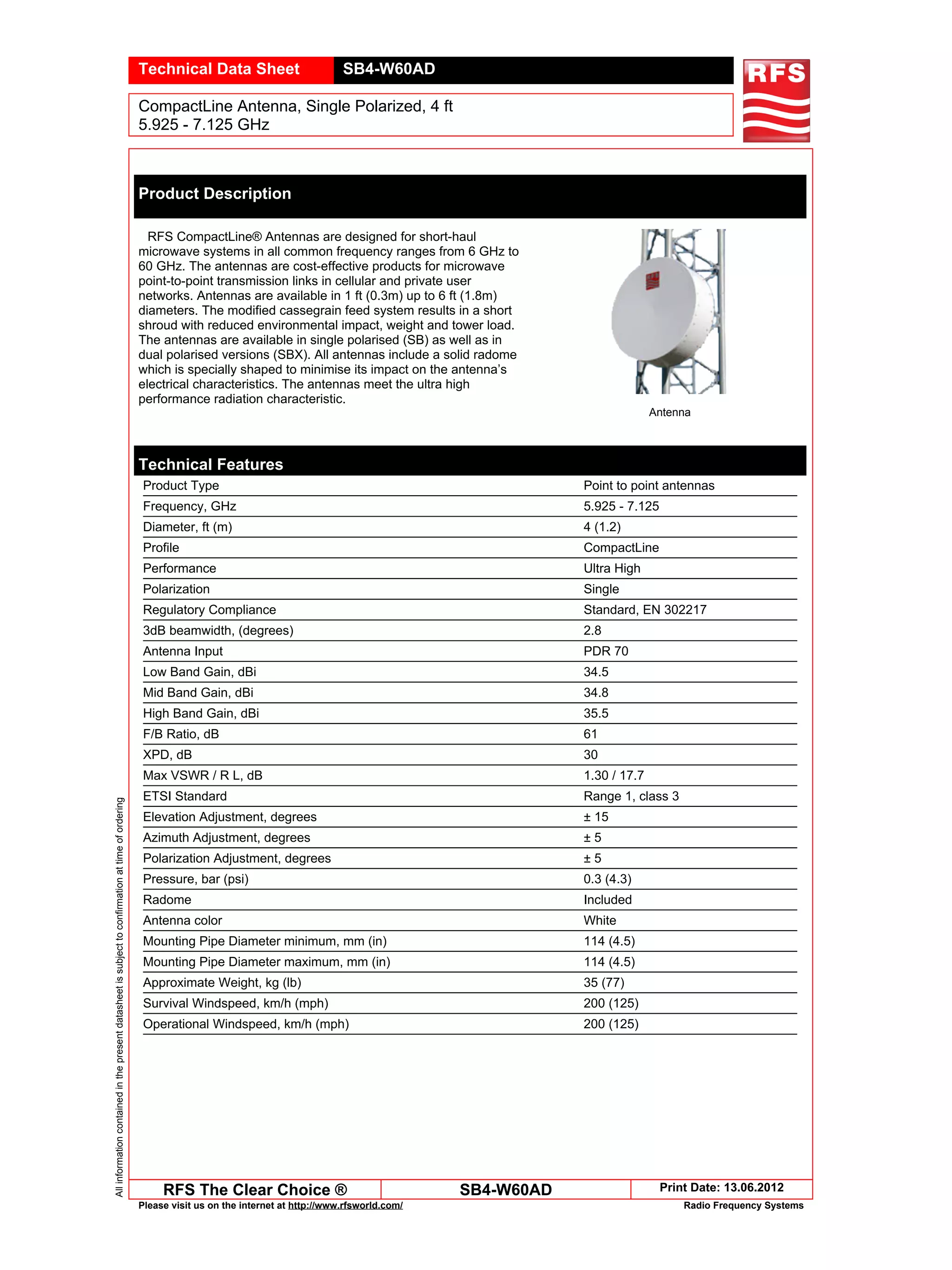 Antena rfs sb4 w60ad | PDF