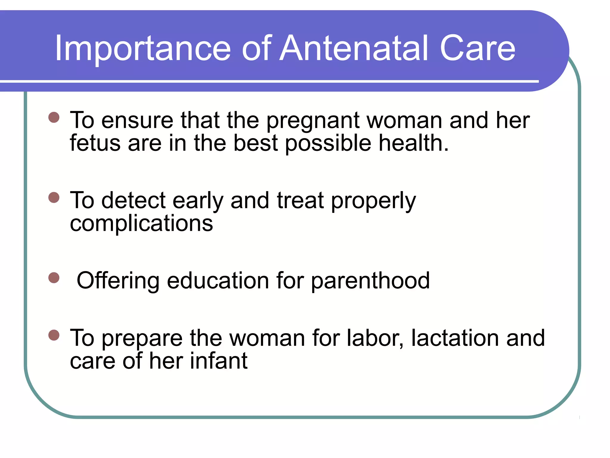 Antenatal care.ppt-by MANOJIT (MS),MALDA MEDICAL COLLEGE | PPT