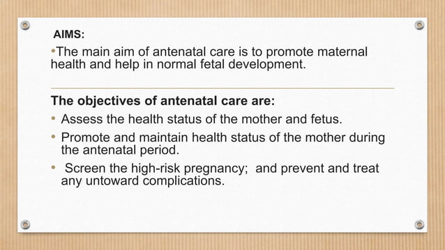 ANTENATAL CARE.pptx | Pregnancy | Reproductive Health