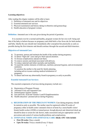 What is antenatal care, it's objectives and more | PDF