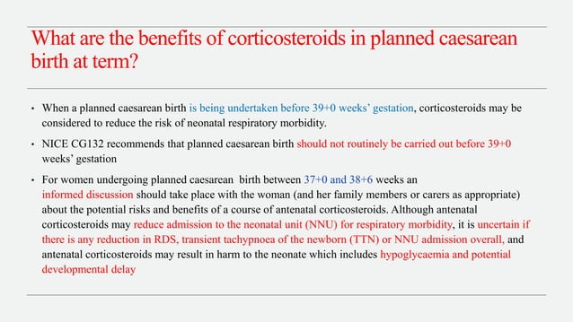 ANTENATAL CORTICOSTERIODS - RCOG GREENTOP GUIDELINE.pptx | Pregnancy ...