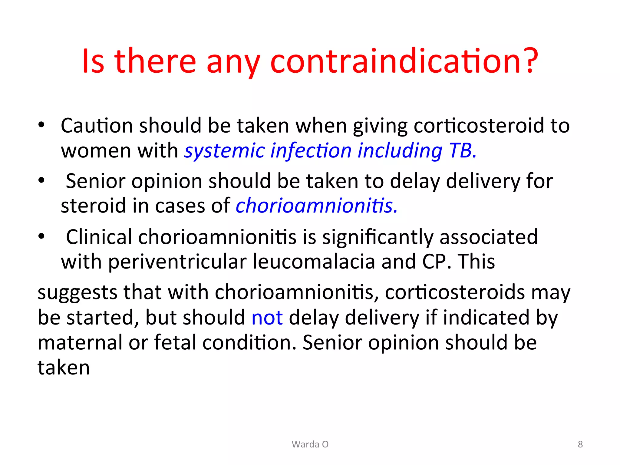 Antenatal corticosteroid warda | PDF