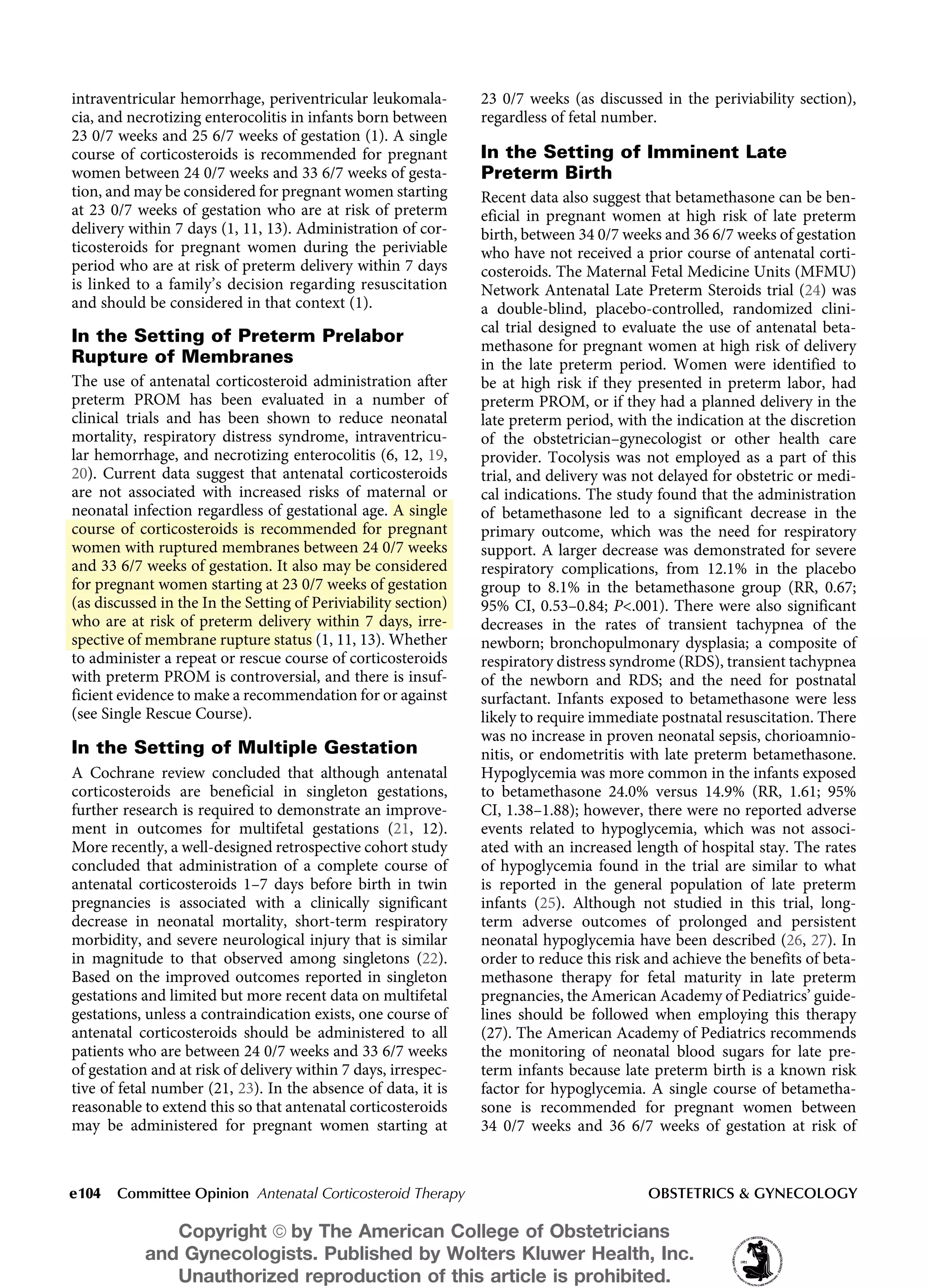 Antenatal corticoterapia | PDF