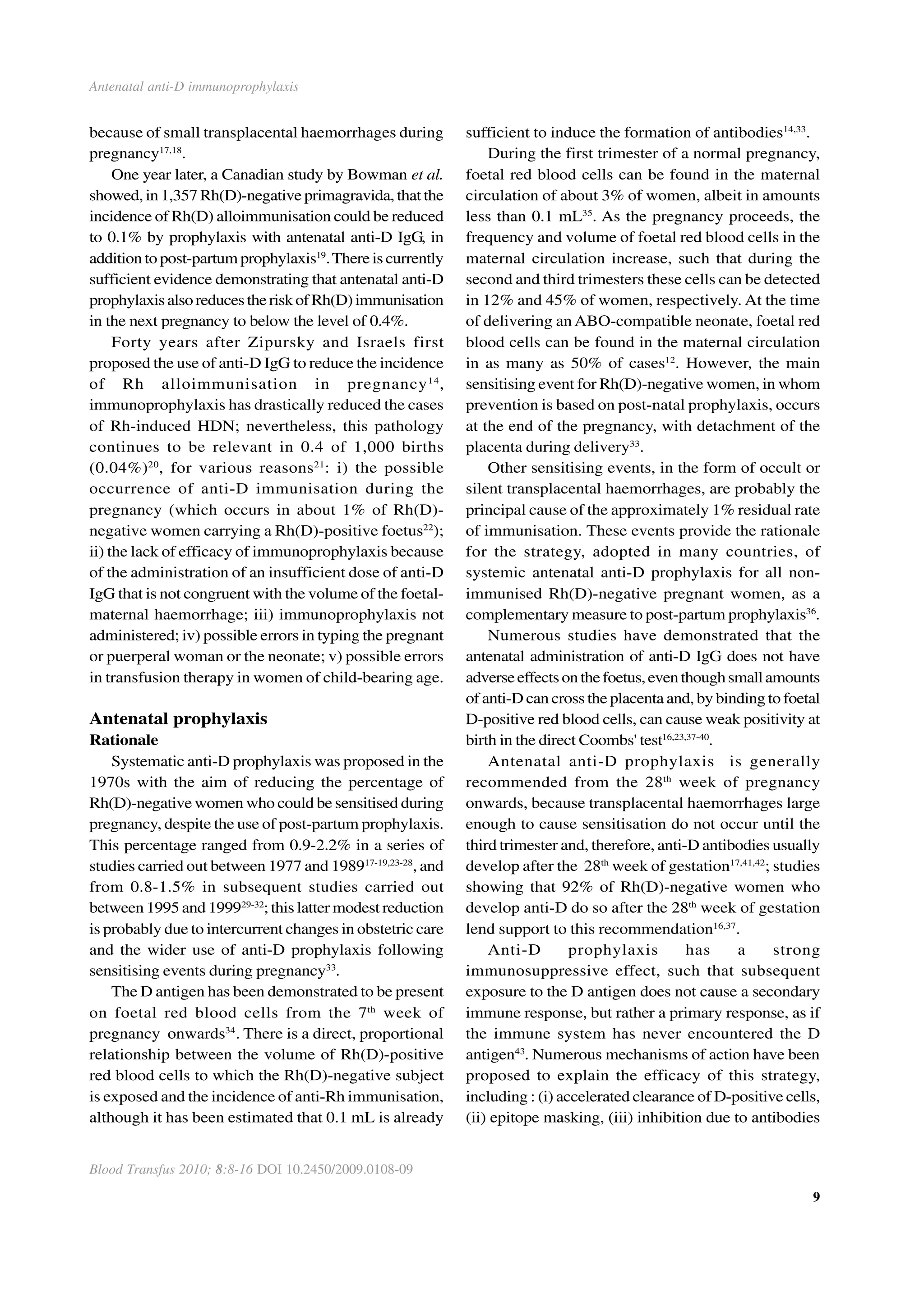 Antenatal prophylaxis with anti-d immunoglobulin | PDF