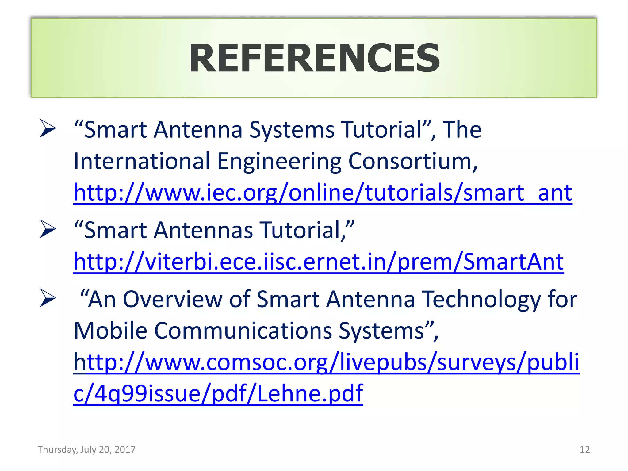 Smart Antenna for mobile communication | PPTX