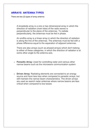 Antenna arrays assignment ,introduction,Type,Examples and Application ...