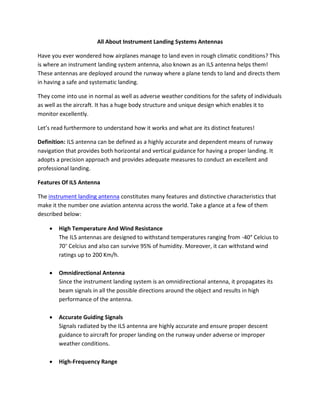 All About Instrument Landing Systems Antennas | PDF
