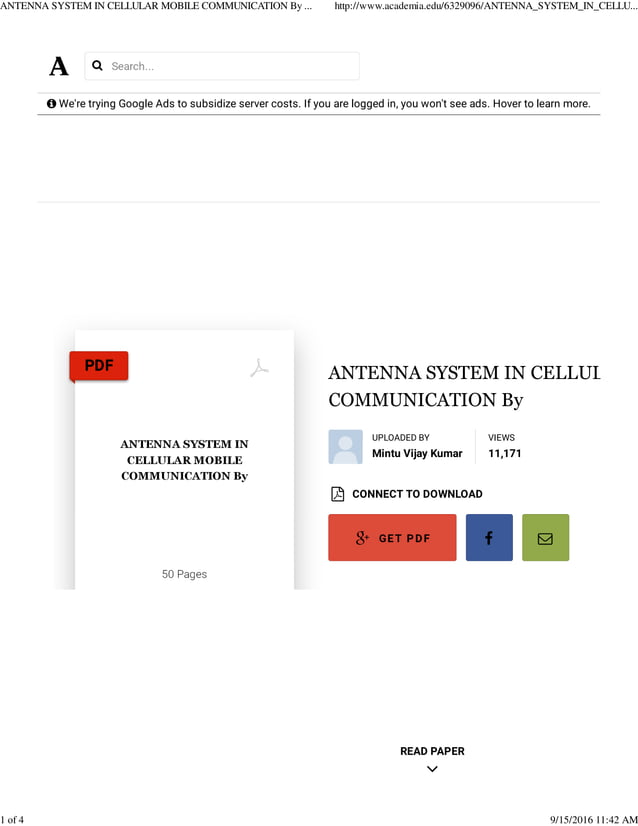 Antenna system in cellular mobile communication by mintu vijay kumar academia | PDF