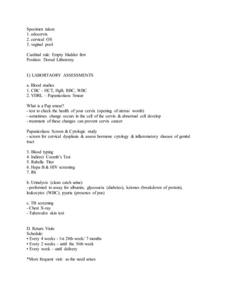 Antepartal nursing assessment | DOCX