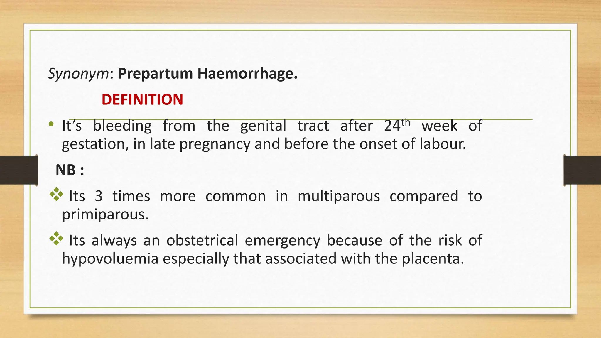 ANTEPARTUM HAEMORRHAGE (APH).pptx | Pregnancy | Reproductive Health