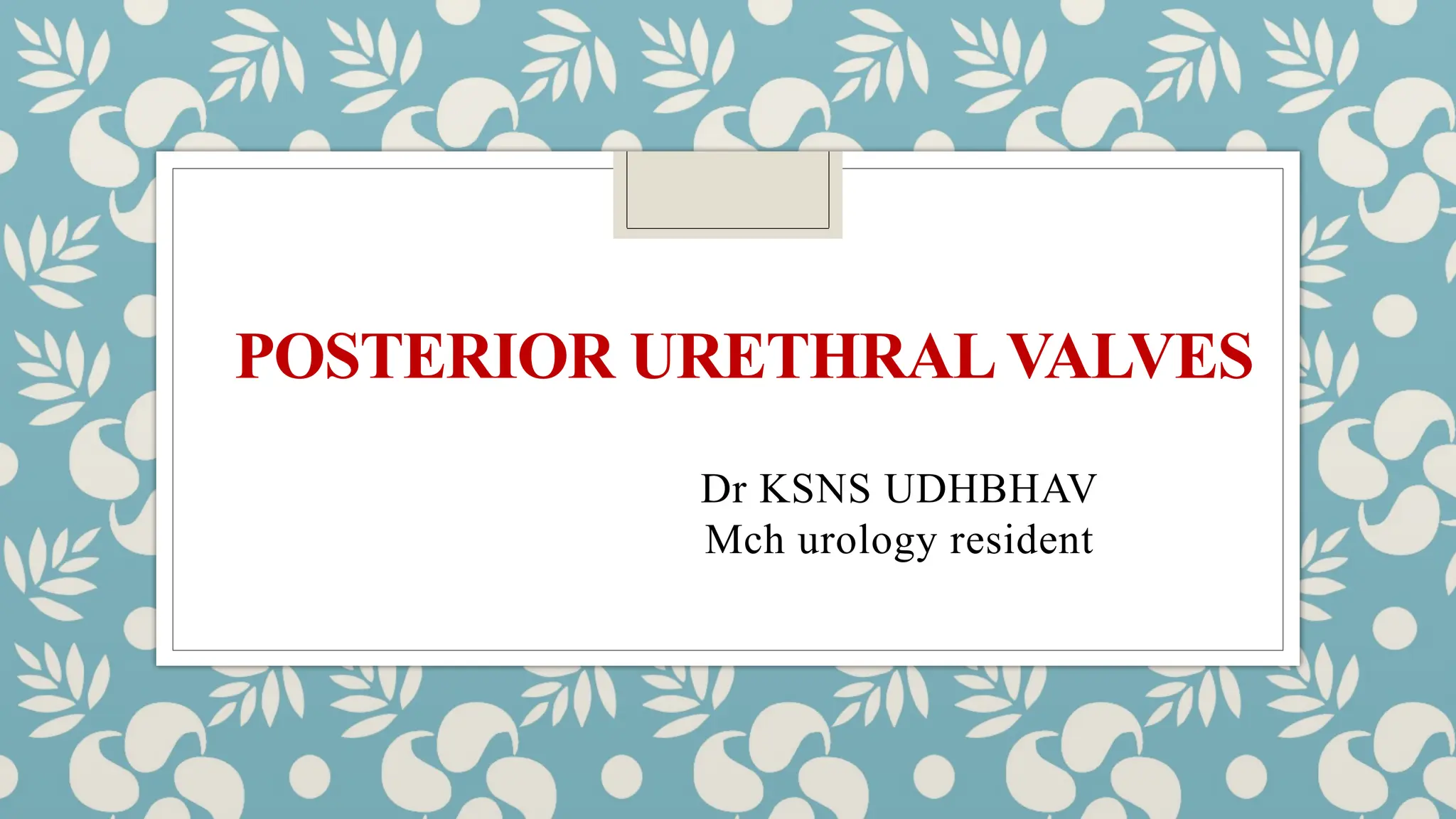 Anterior and Posterior Urethral Valves.pptx