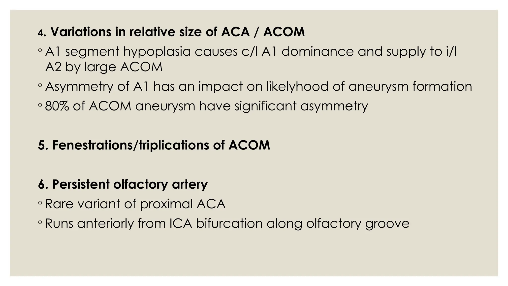 Anterior Cerebral Artery, anatomy, segments, pathologies, radiology | PPTX