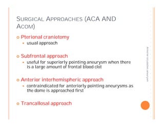 Anterior circulation aneurysms and surgical considerations 2011 | PDF