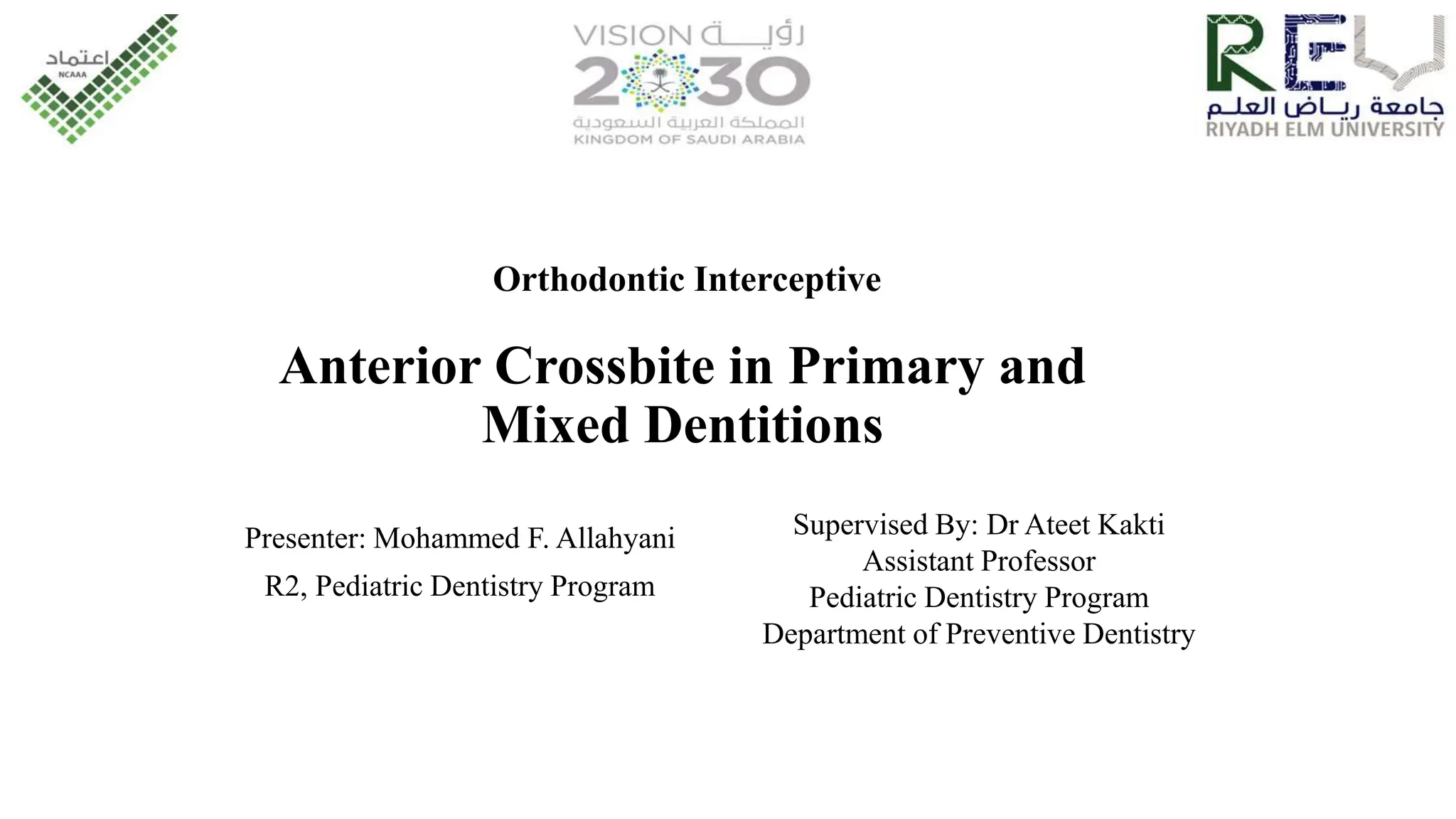 Anterior Crossbite in Primary and Mixed Dentitions.pptx